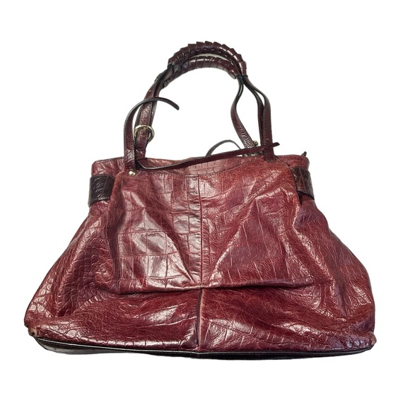 Luana | Bags | Luana Luxury Burgundy Genuine Leather Crocodile Satchel ...